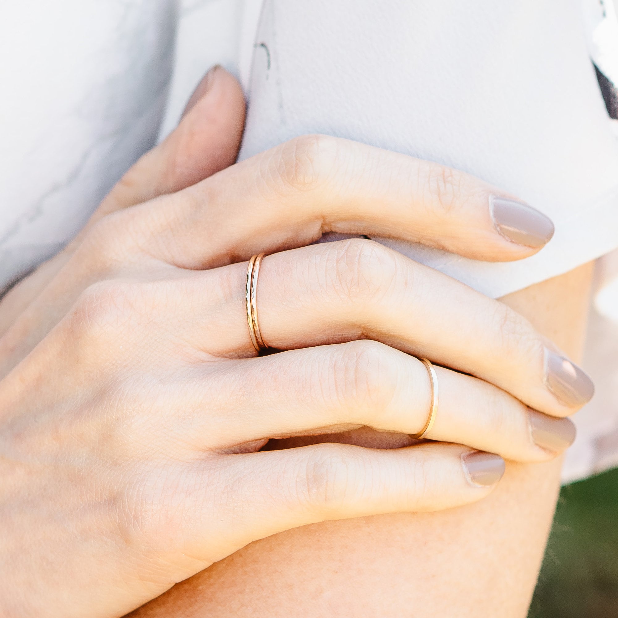 Thin Gold Ring 9ct Yellow Gold Hammered Skinny Gold Ring | Etsy UK