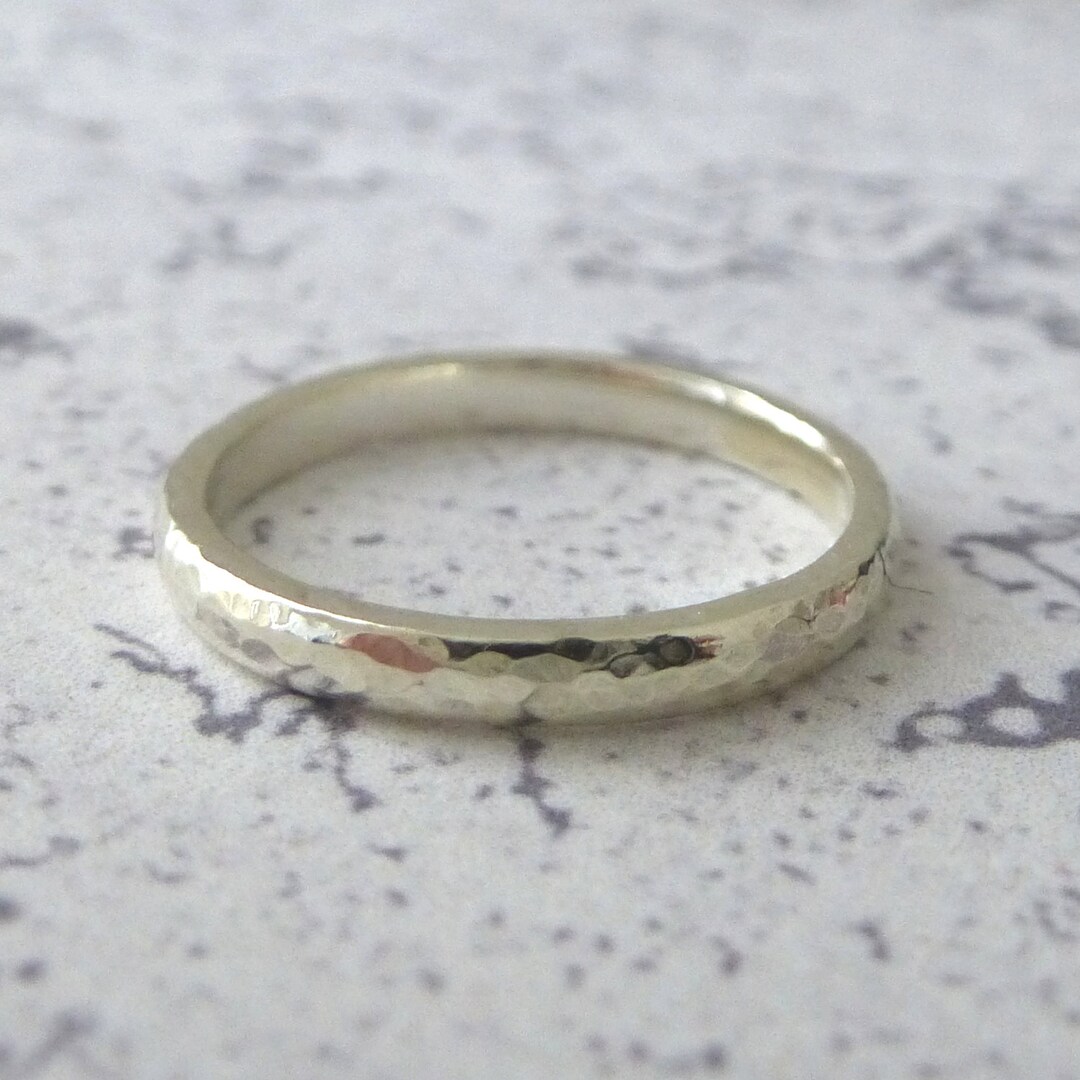 White Gold Wedding Ring Hammered or Smooth 9ct White Gold - Etsy UK