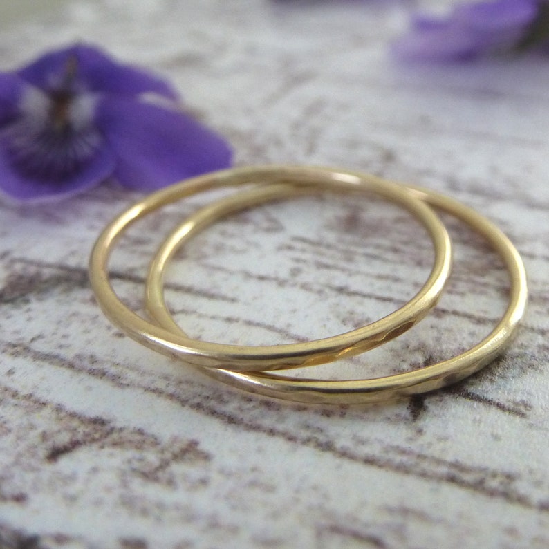 Thin Gold Ring 9ct Yellow Gold Hammered Skinny Gold Ring - Etsy UK