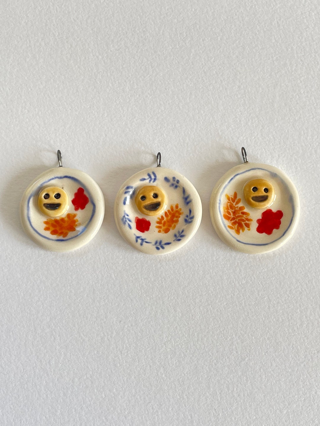 Potato Smiley Beans a Tomato Sauce on a Plate Charm - Etsy