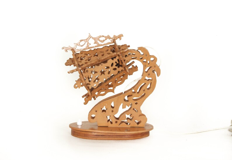 Vintage Wooden Cut Out Table Lamp Night Lamp Avant Garde Retro 70s ...