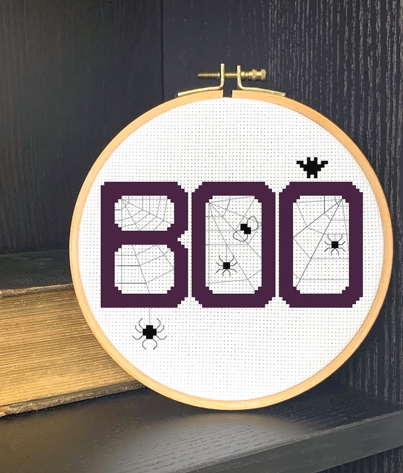 Boo With Spider Web Cross Stitch Pattern | Instant Download | Halloween ...