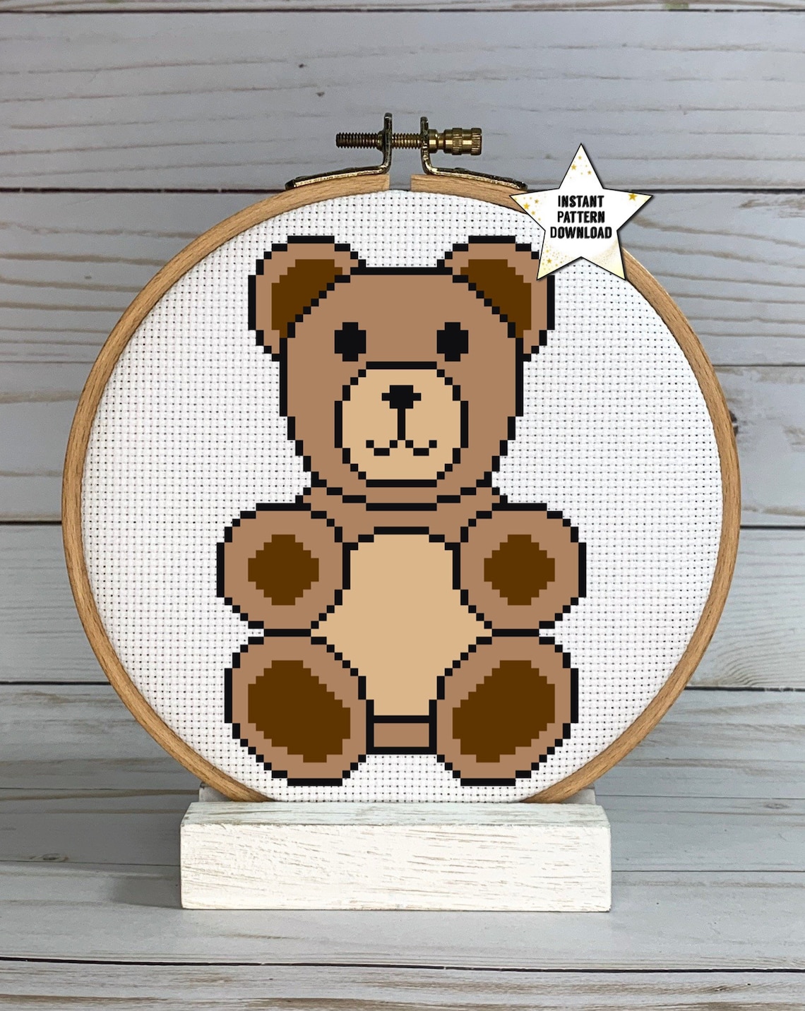 Teddy Bear Cross Stitch Pattern Easy Baby Room Decor Diy Etsy