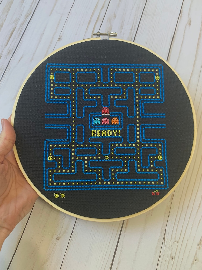 Pacman Cross Stitch Pattern: Easy Modern Embroidery (digital Download ...