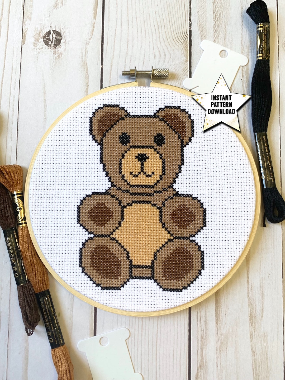 Teddy Bear Cross Stitch Pattern Easy Baby Room Decor DIY - Etsy
