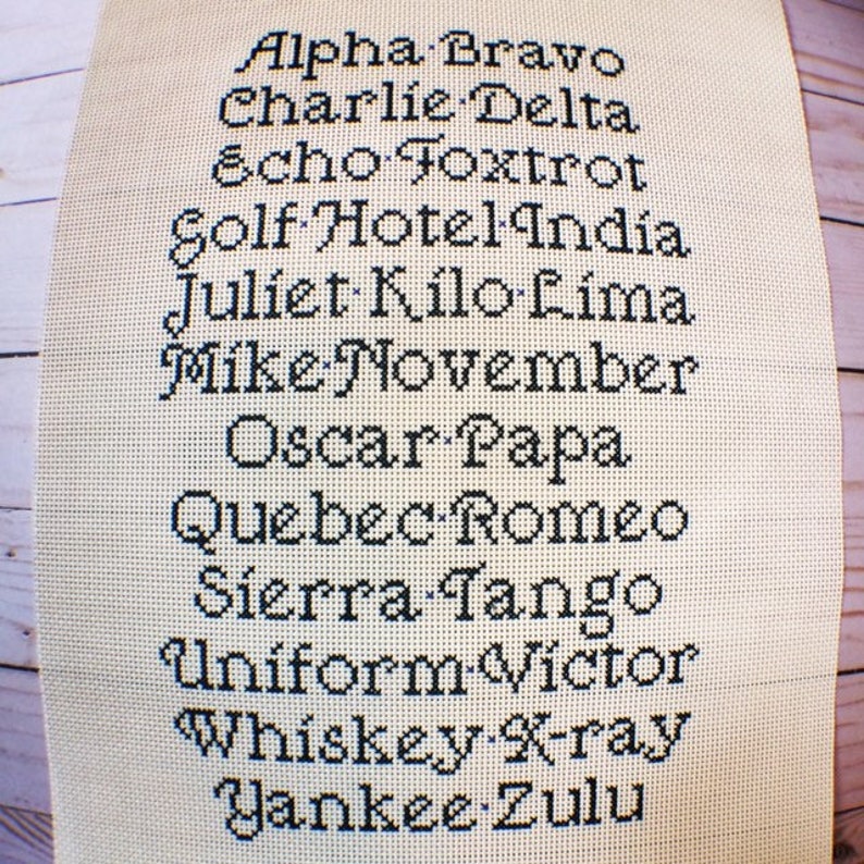 Phonetic Alphabet Cross Stitch Pattern: Military Spelling (digital ...