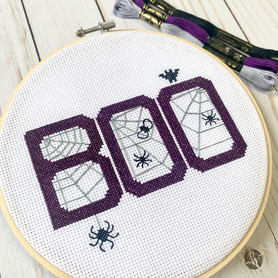 Boo With Spider Web Cross Stitch Pattern | Instant Download | Halloween ...