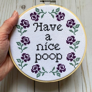 Have A Nice Poop Counted Cross Stitch Craft Kit | Beginner Embroidery ...