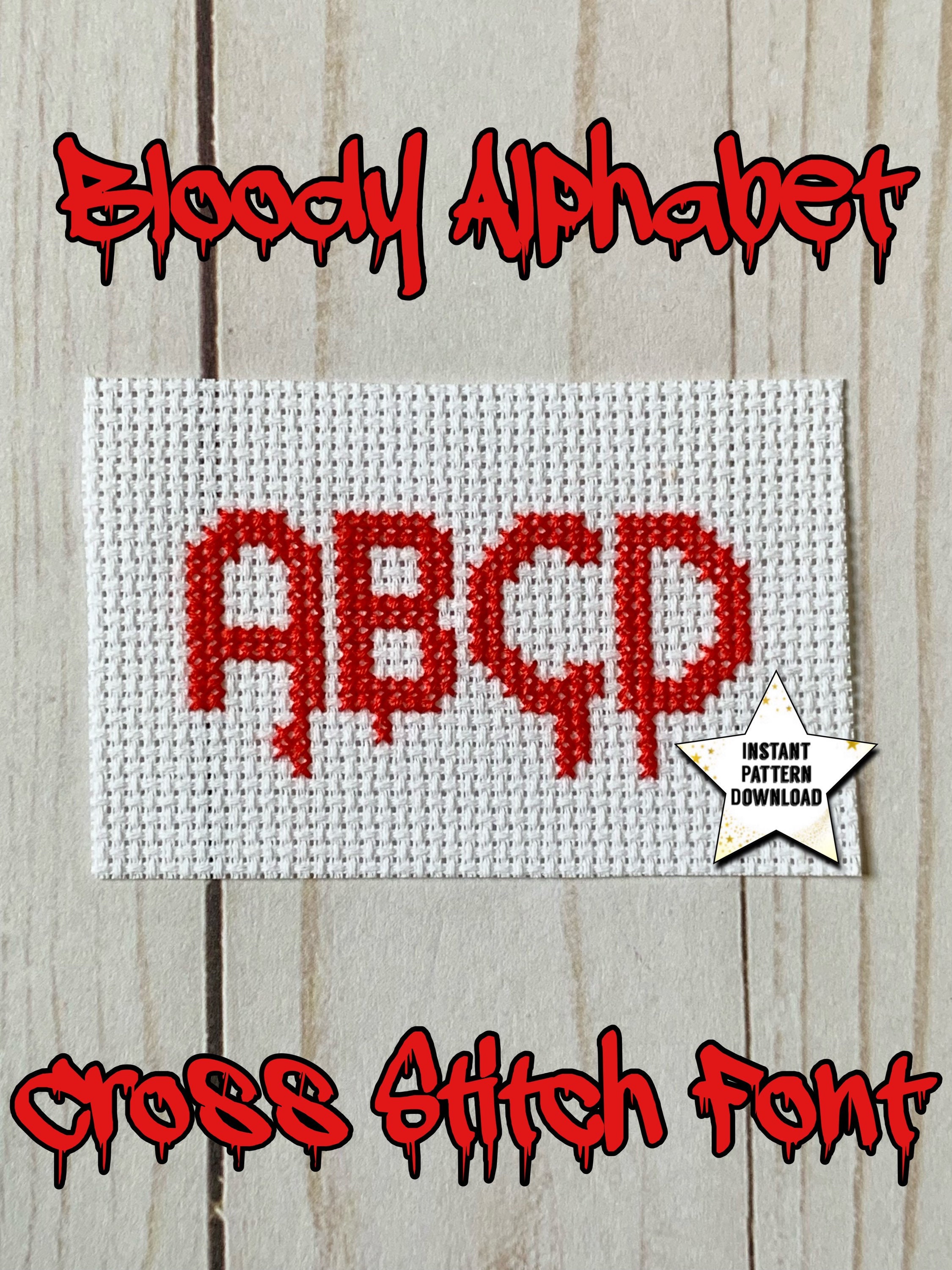 Bloody Alphabet Font Cross Stitch Pattern Halloween - Etsy