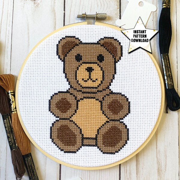 Teddy Cross Stitch - Etsy