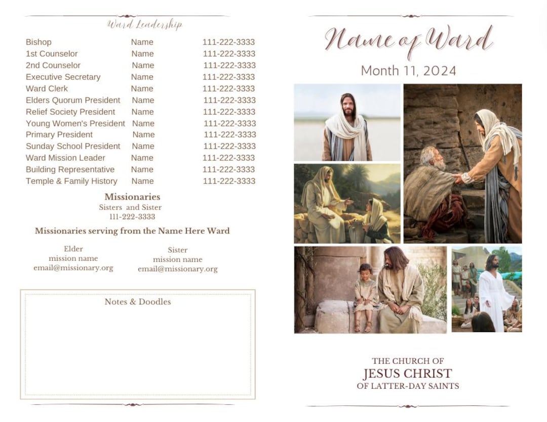 LDS Ward Bulletin Template: Customizable Church Program (canva) - Etsy
