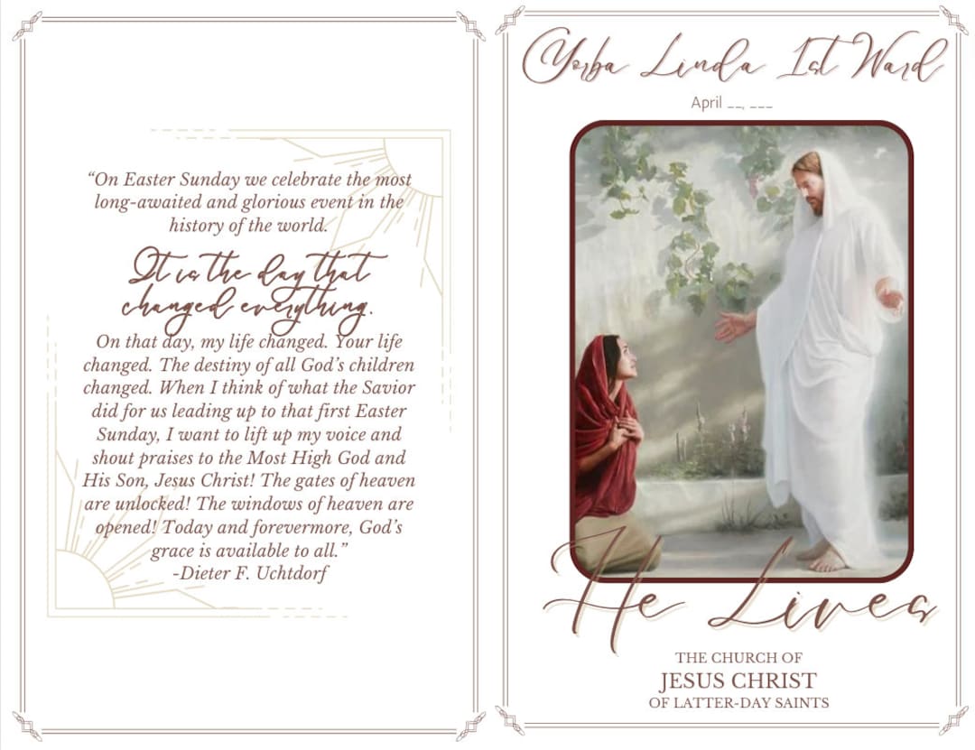 EASTER Sacrament Program Template | Church Program | LDS Ward Bulletin ...