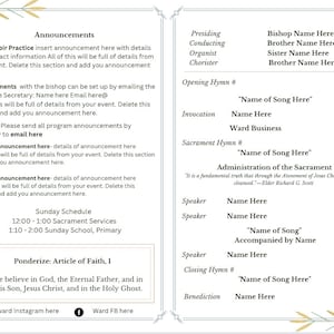 Customizable Church Program Template: LDS Ward Bulletin| Bifold Program ...