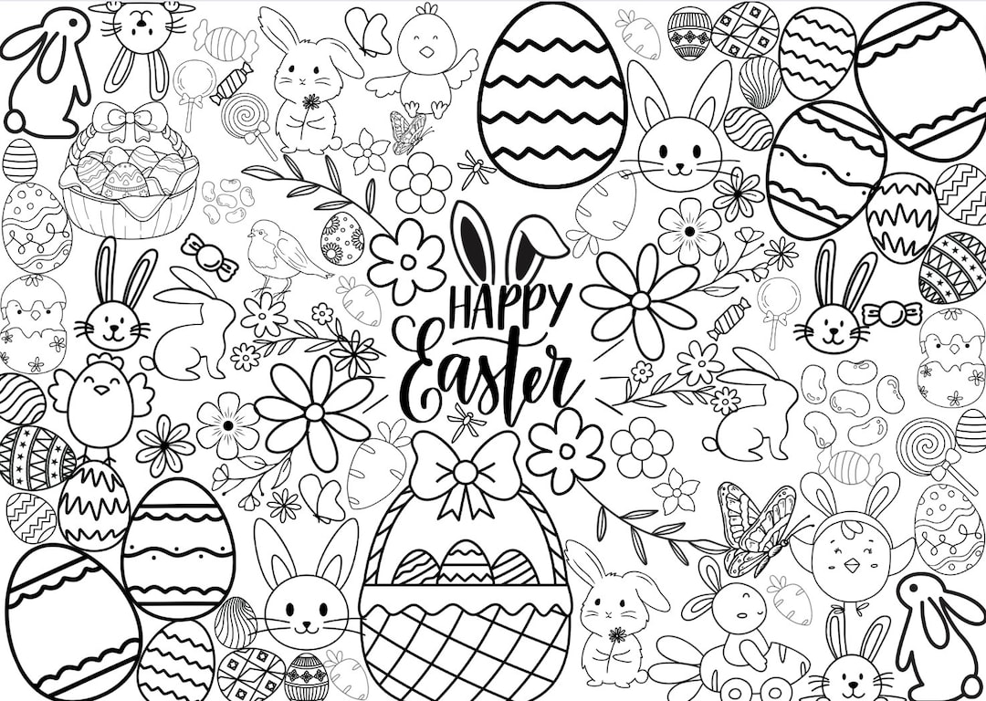 GIANT Easter Coloring Page Digital Download - Etsy