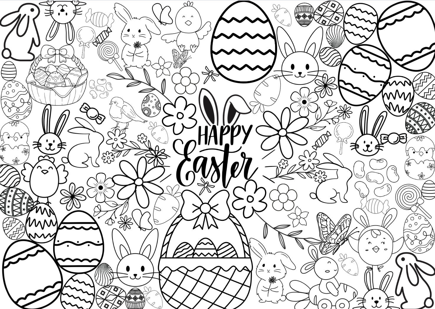 GIANT Easter Coloring Page Digital Download - Etsy