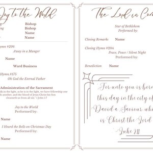 Sacrament Program Template | CHRISTMAS Templates | Church Program | LDS ...