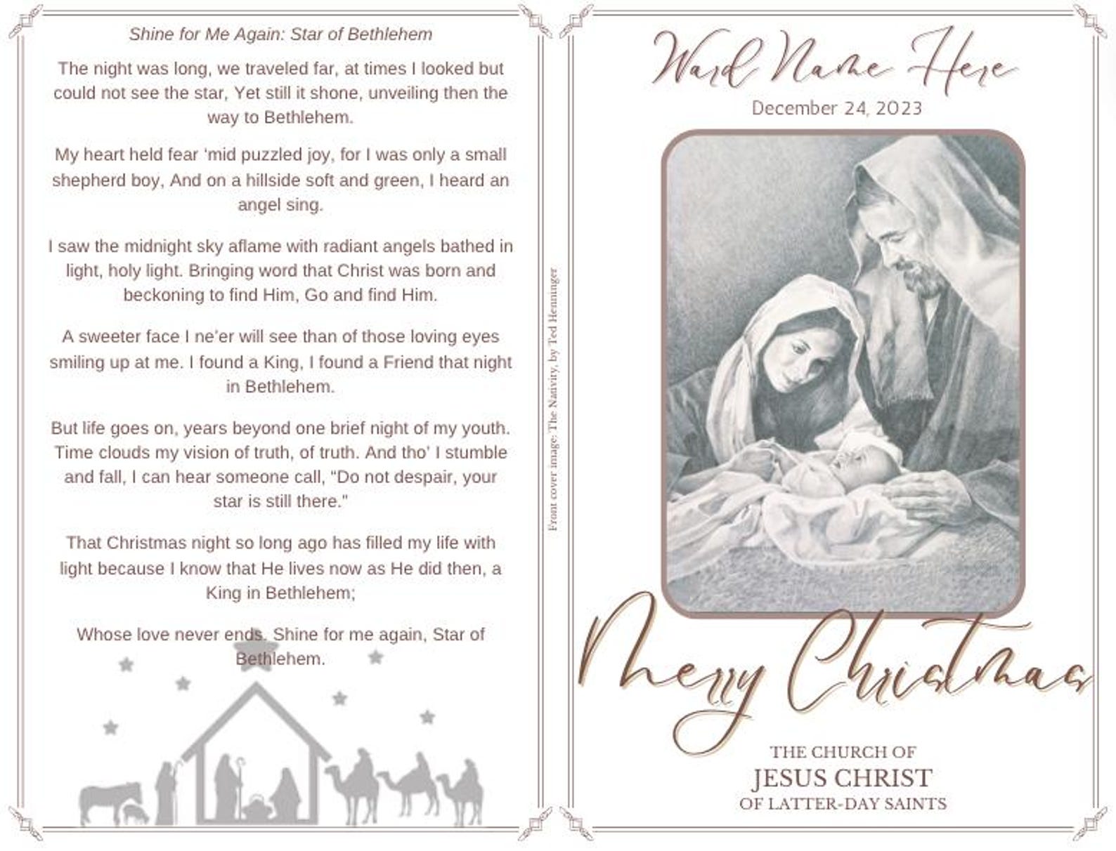 Sacrament Program Template | CHRISTMAS Templates | Church Program | LDS ...