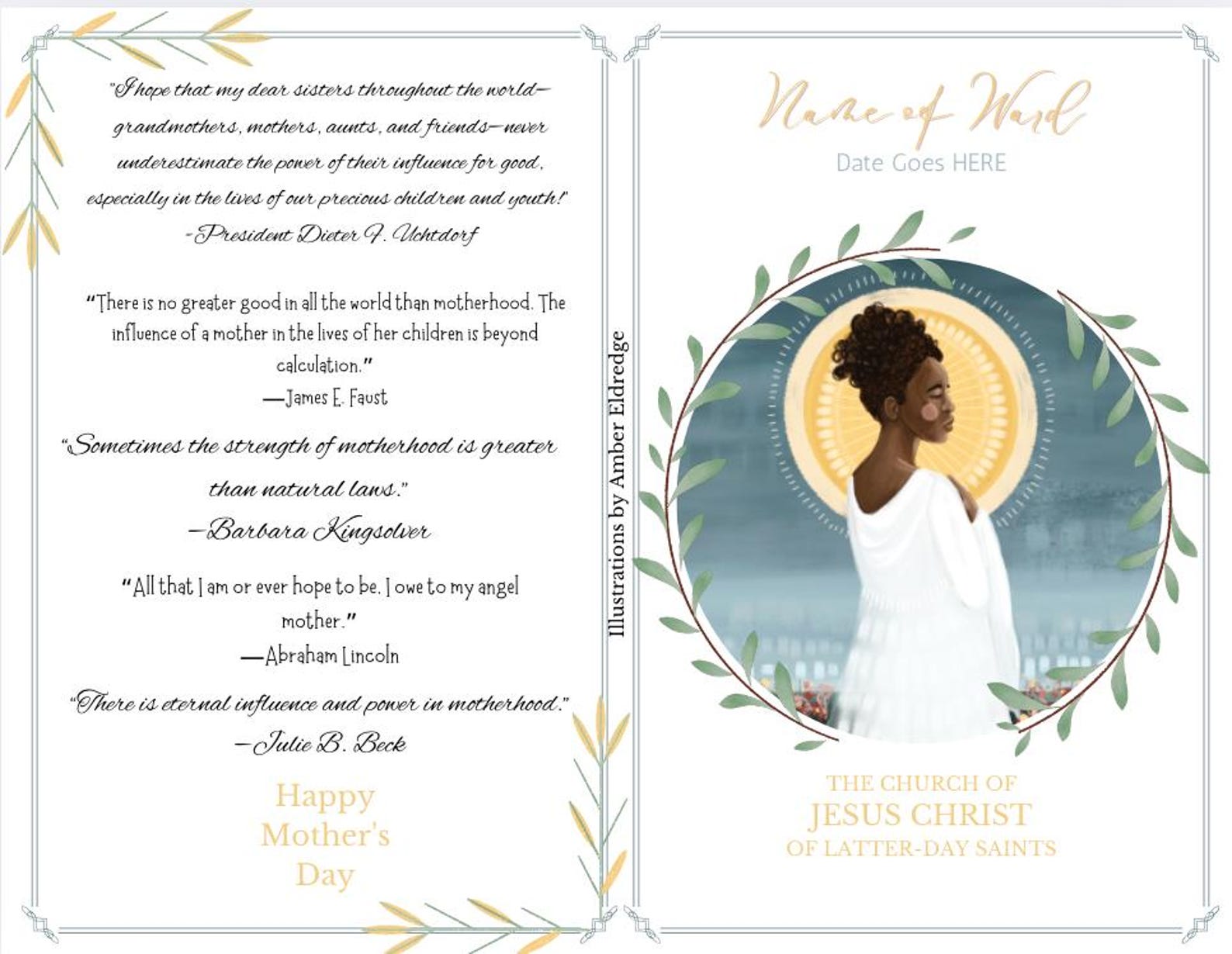MOTHER'S DAY Sacrament Program Template | Church Program | LDS Ward ...