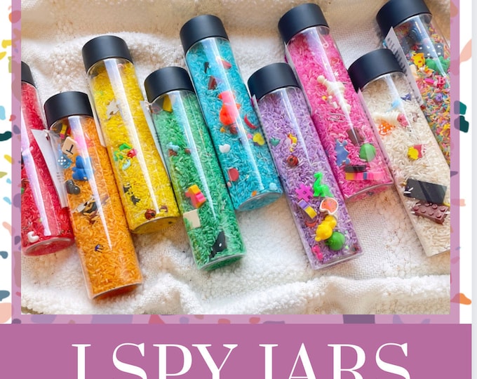I Spy Sensory Bottle Rainbow Rice Sensory I Spy Bottle With Activity ...