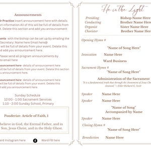 Customizable Church Program Template: LDS Ward Bulletin| Bifold Program ...