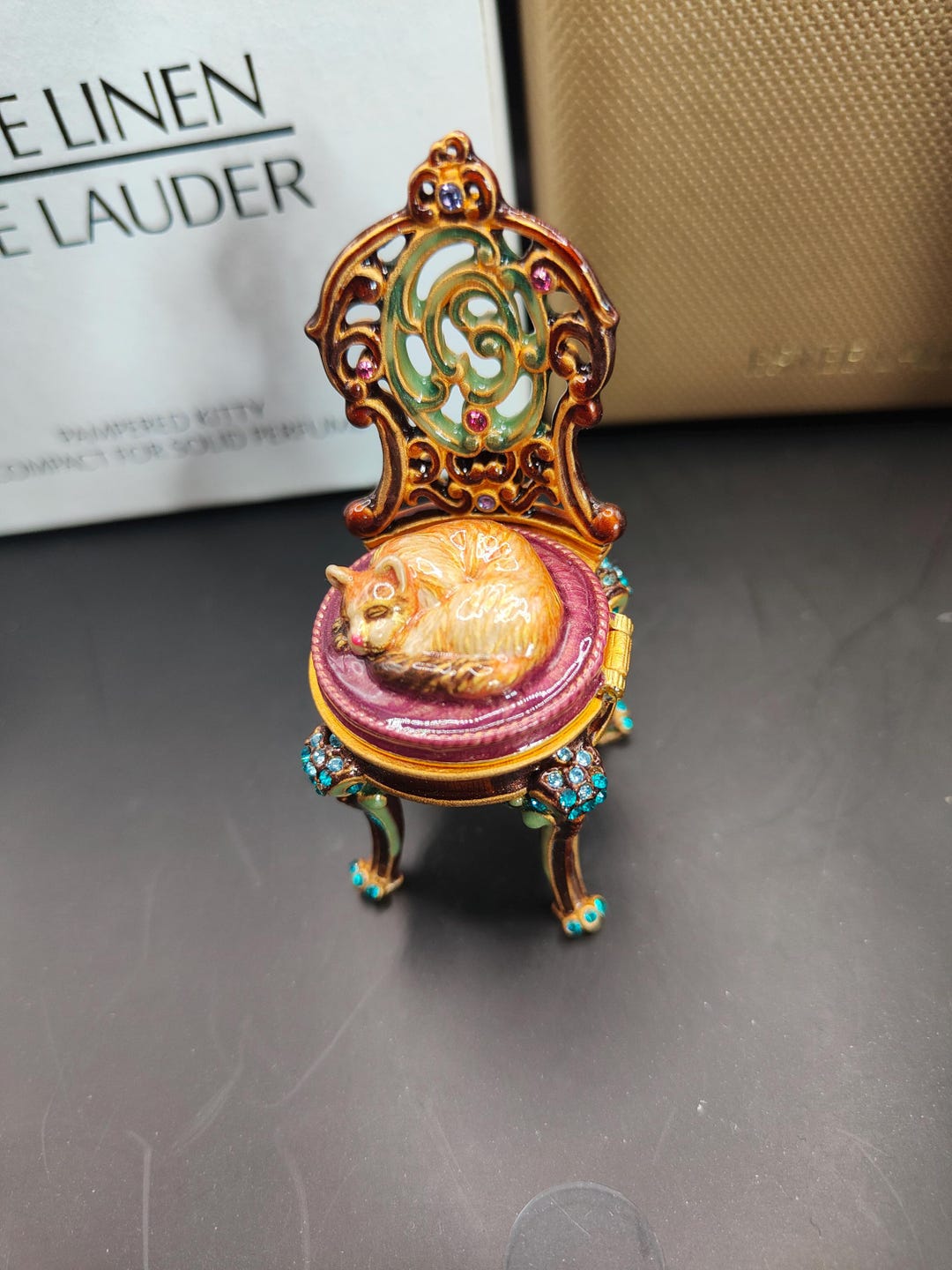 Vintage, Estee Lauder Solid Perfume Compact Pampered Kitty - Etsy