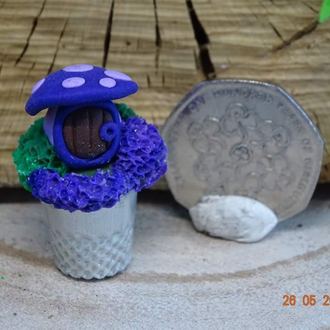 Tiny Thimble Fairy House, Pixie House. Polymer Clay, Miniature Fairy Garden, Fairy Cottage ...