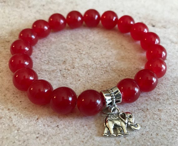 Items similar to Red Beaded Bracelet on Etsy