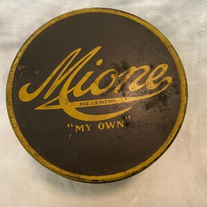 Vintage Advertising Tin Metal Box Mione Waterless Cleaner Soap Yellow ...