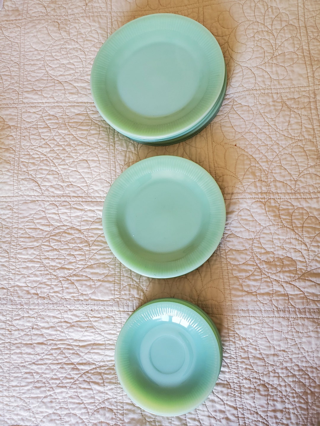 Dinner Plate Plates Fireking Fire King Vintage Estate Jadite Green Jane ...