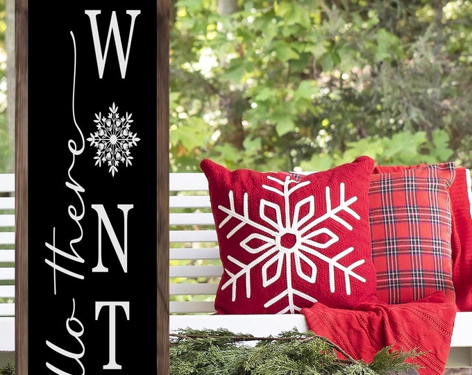 Hello There Winter Wood Sign, Christmas Home Decor, Seasonal Porch Sign ...