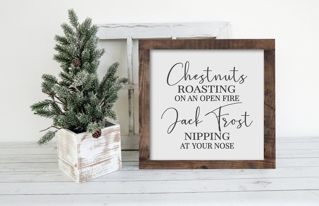 Chestnuts Roasting Wooden Sign, Rustic Christmas Holiday Decoration ...