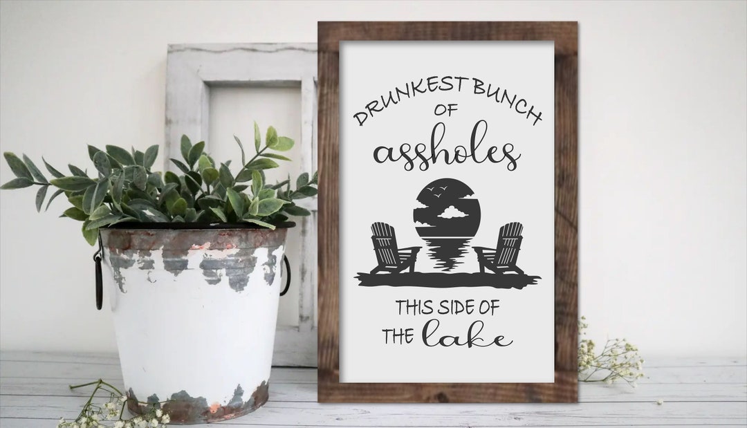 Funny Lake House Wooden Sign, Wood Lake Wall Decor, Lake Framed Wood ...