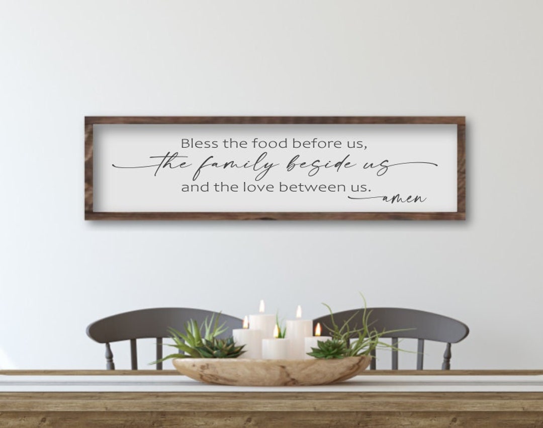 Bless the Food Before Us Wooden Sign, Wood Kitchen Wall Art, Christian ...