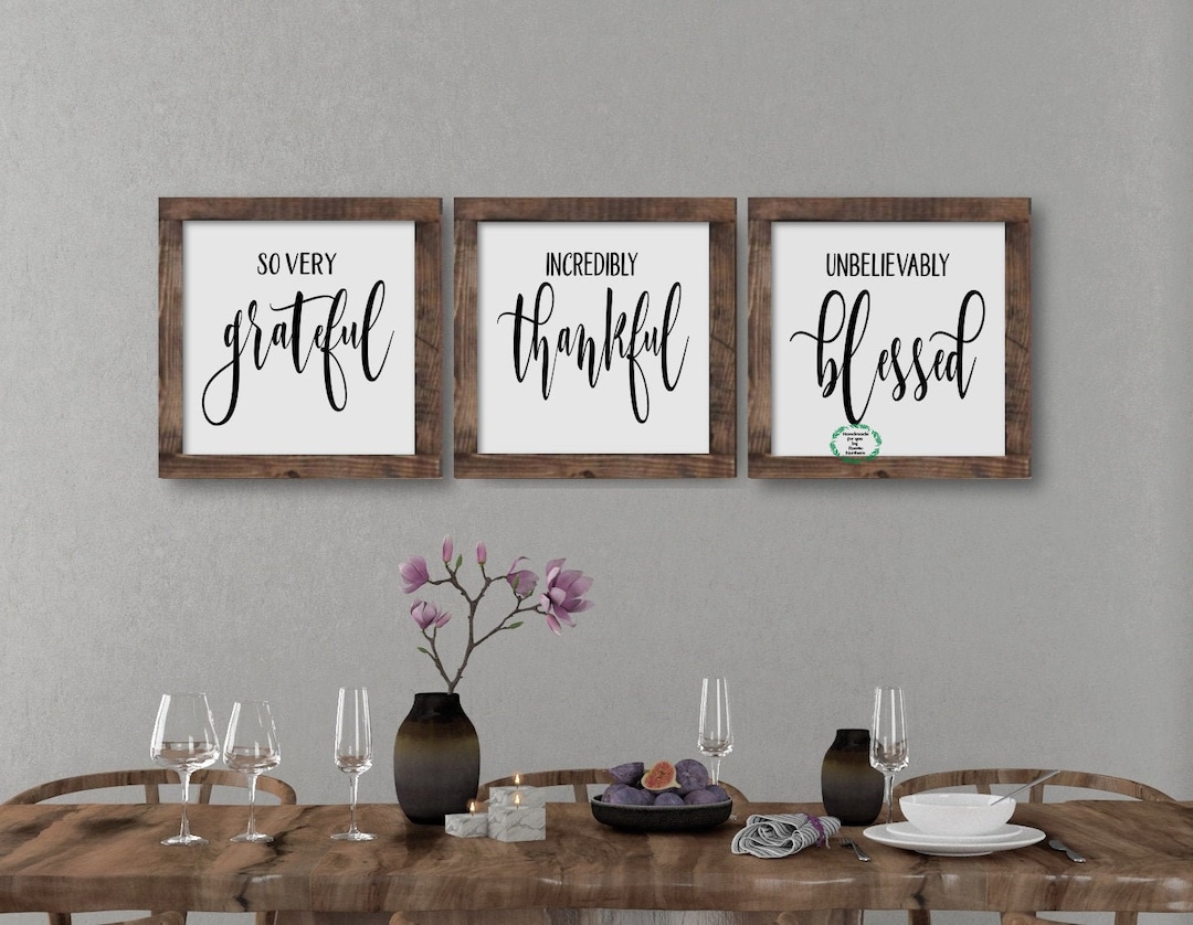 Grateful / Thankful / Blessed Wood Signs / Wood Signs Kitchen - Etsy