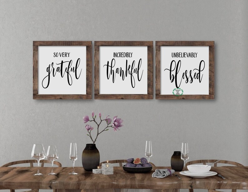 Grateful / Thankful / Blessed Wood Signs / Wood Signs Kitchen | Etsy