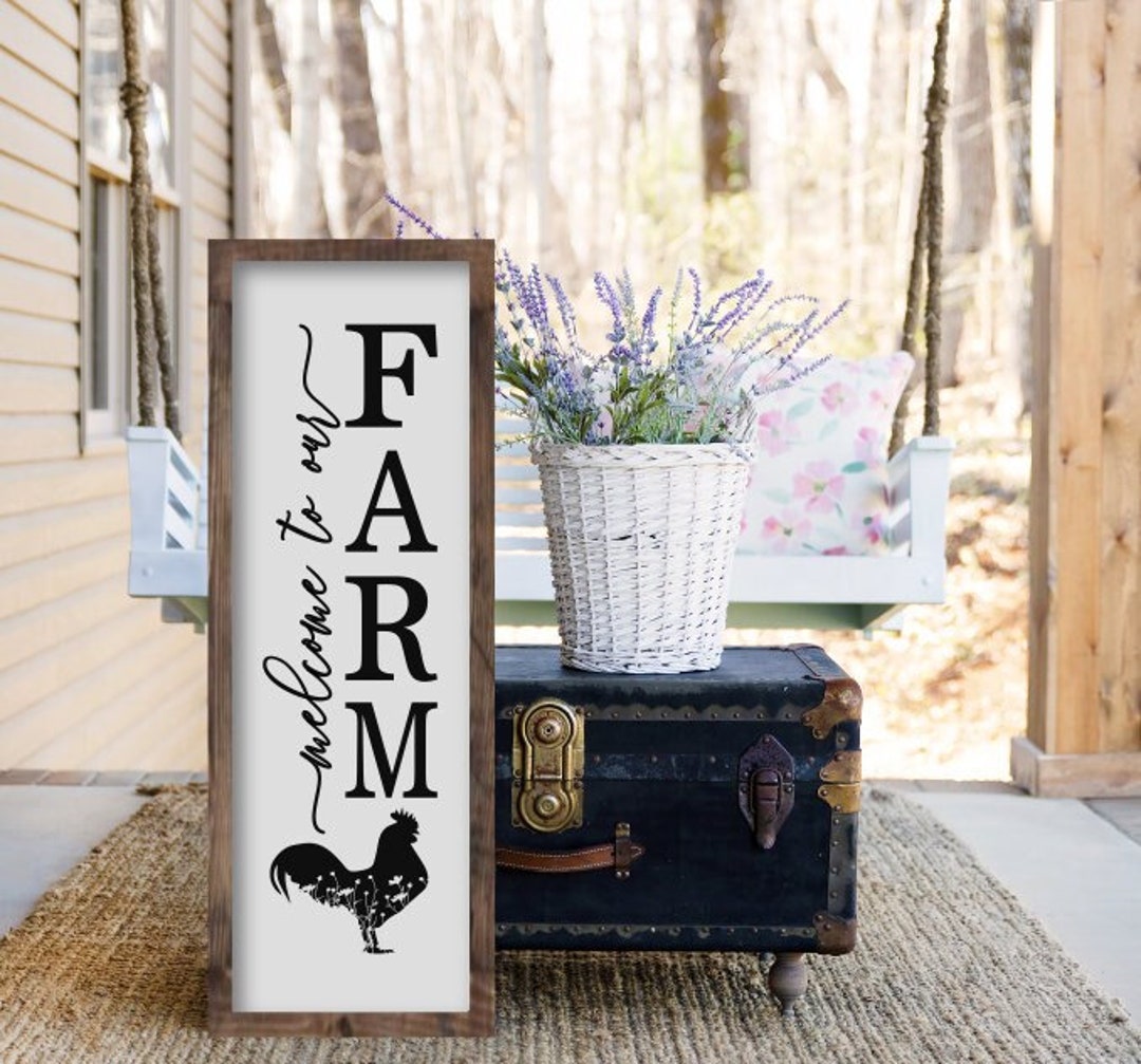 Farm Signs, Welcome to Our Farm Wood Sign, Rustic Farm Sign, Outdoor ...