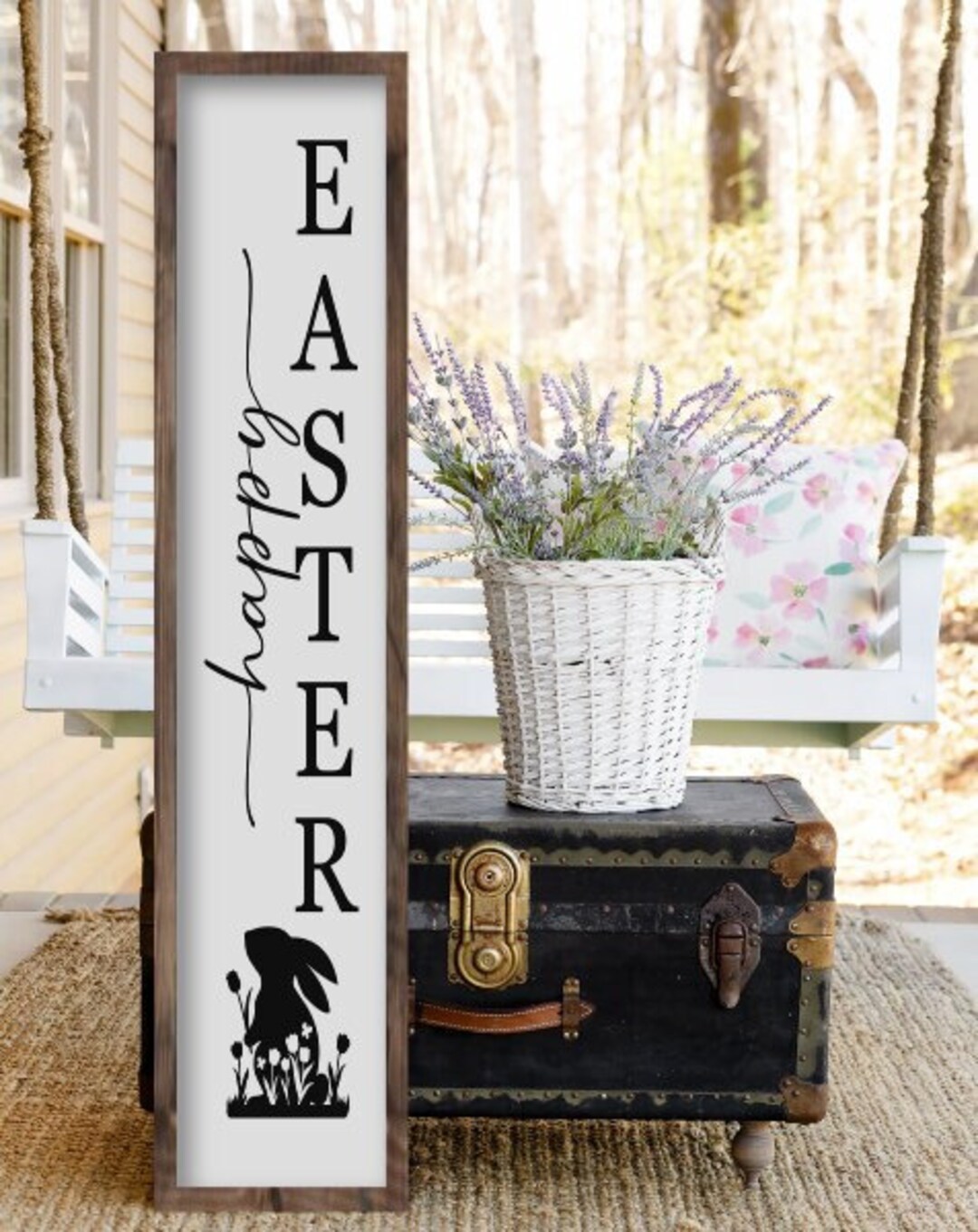 Happy Easter Wood Porch Sign, Easter Porch Decor, Spring Porch Sign ...