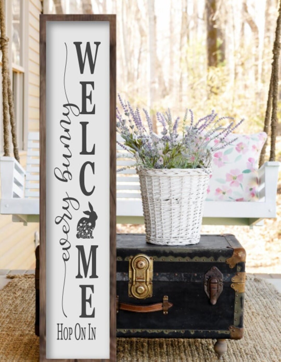 Every Bunny Welcome Wood Porch Sign, Easter Porch Leaner Sign, Easter ...