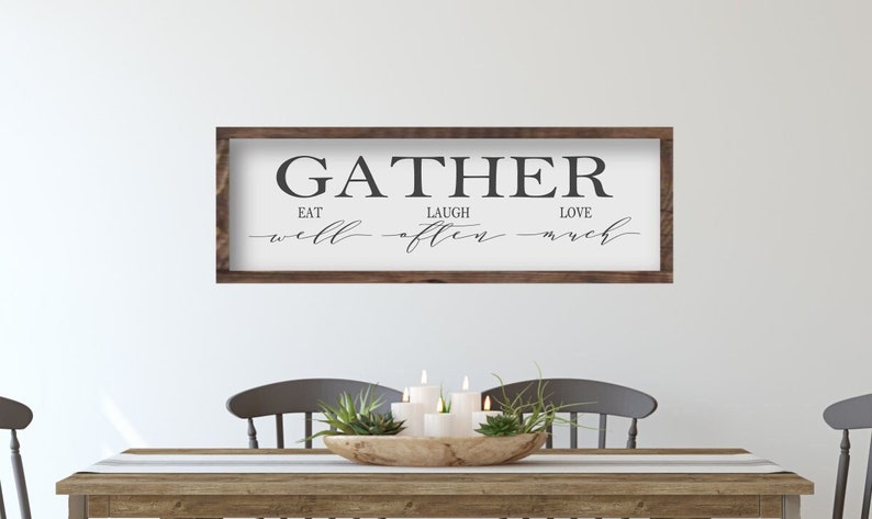 Letrero de reunión, letrero de madera para comedor, decoración de pared ...