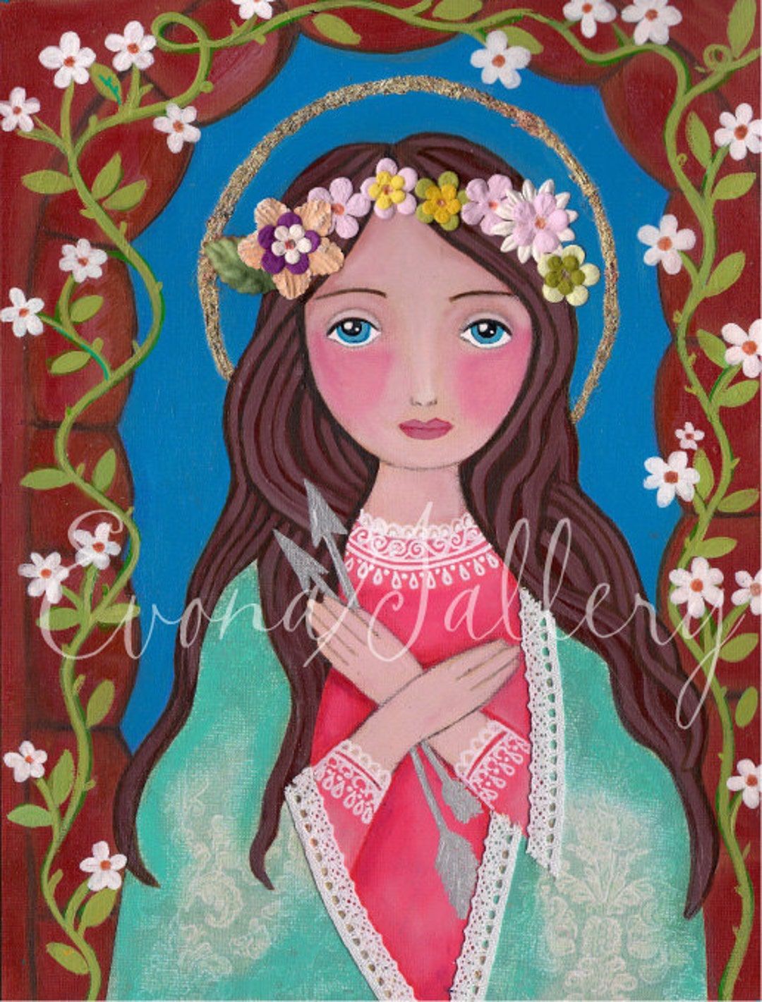 St Philomena Patron of Priest Print Mounted on , Print of Original Art ...