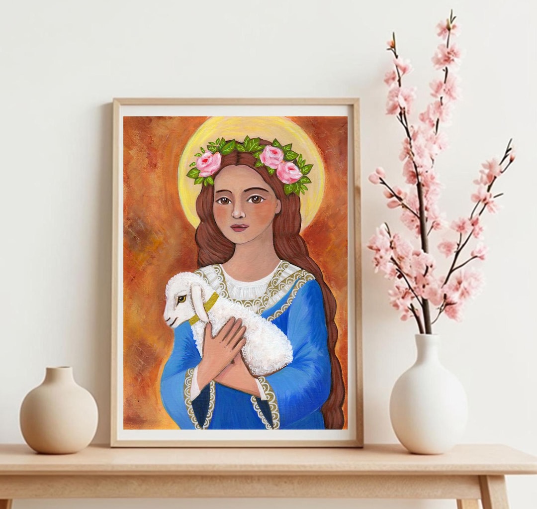 Saint Agnes of Rome With Lamb, Saint Agnes the Martyr, Patron of ...