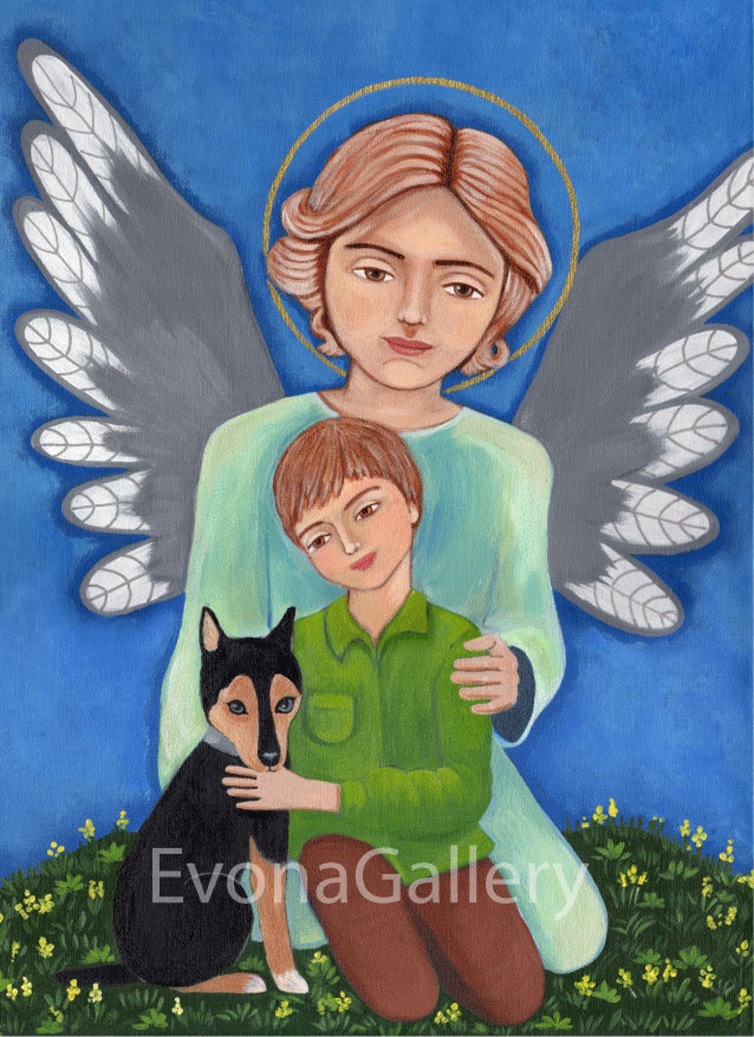 Angel Portrait Custom Acrylic Hand Painted Portrait Custom Angel With a ...