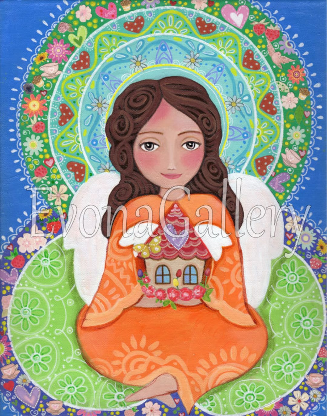 Angel Home Protector Giclee Print Mixed Media Catholik - Etsy