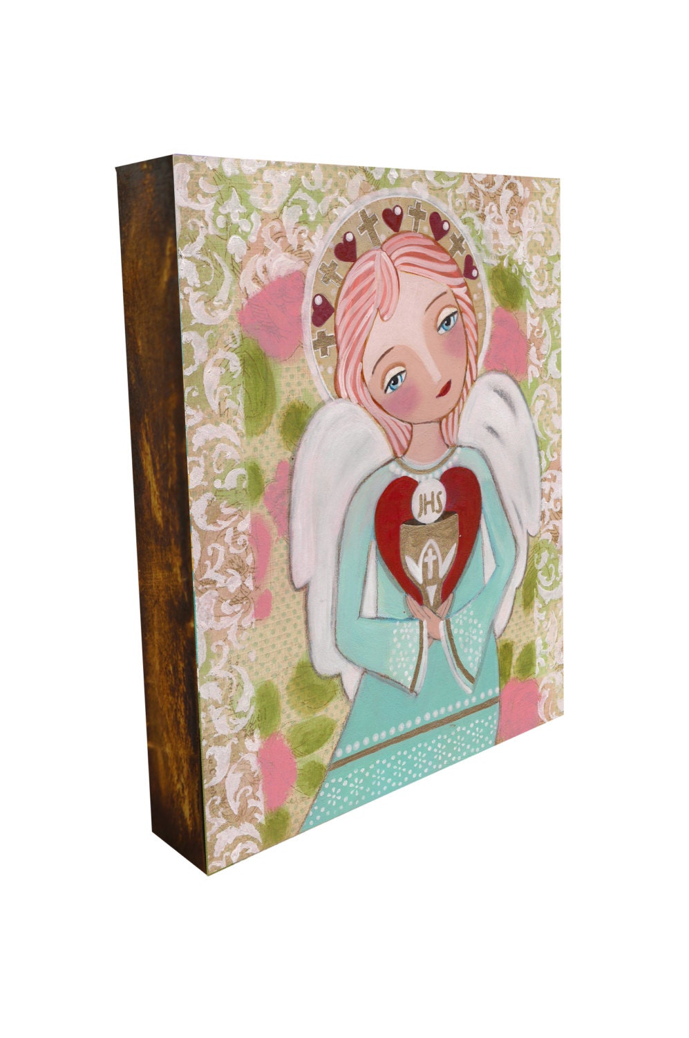 First Communion Angel Art Painting Print Mounted on Wood | Etsy