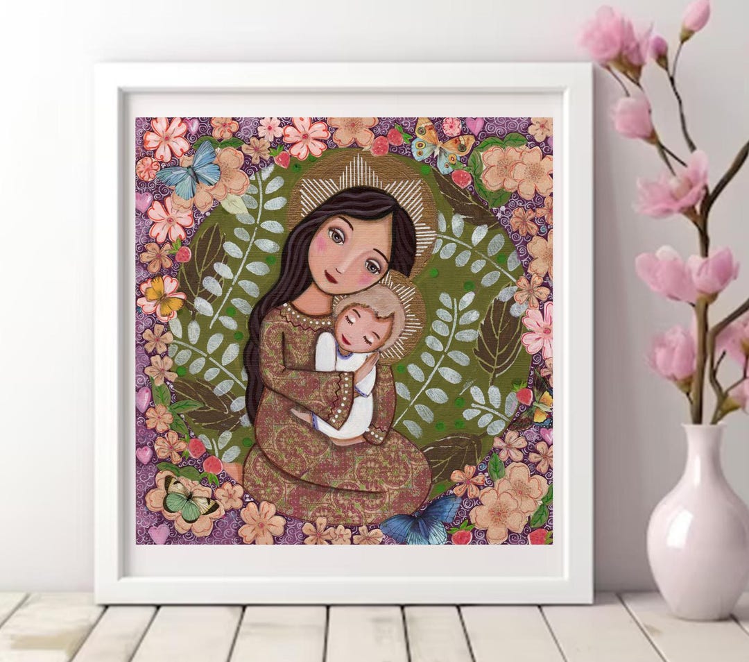 Blessed Virgin Mary and Baby Jesus, Saint Mary, Christian Wall Art ...
