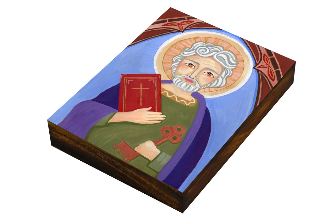 Saint Peter the Apostle Fine , Print Mounted on Wood Panel, Christian ...