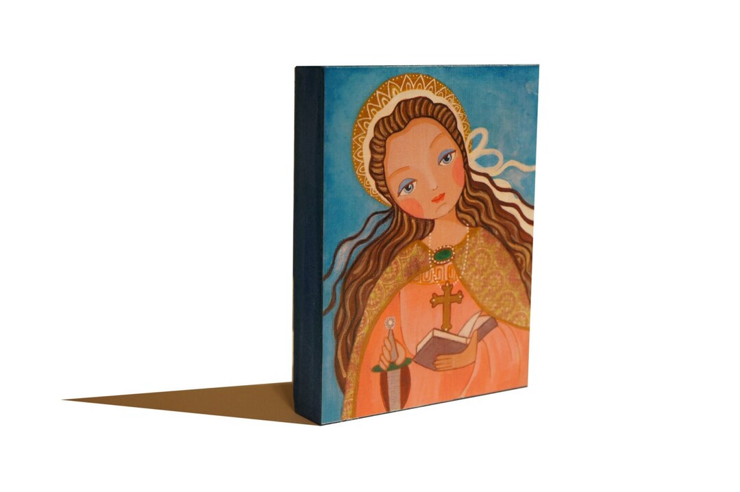 Saint Catherine Wood Icon, Catholic Art, Print on Wood Panel, Saint ...