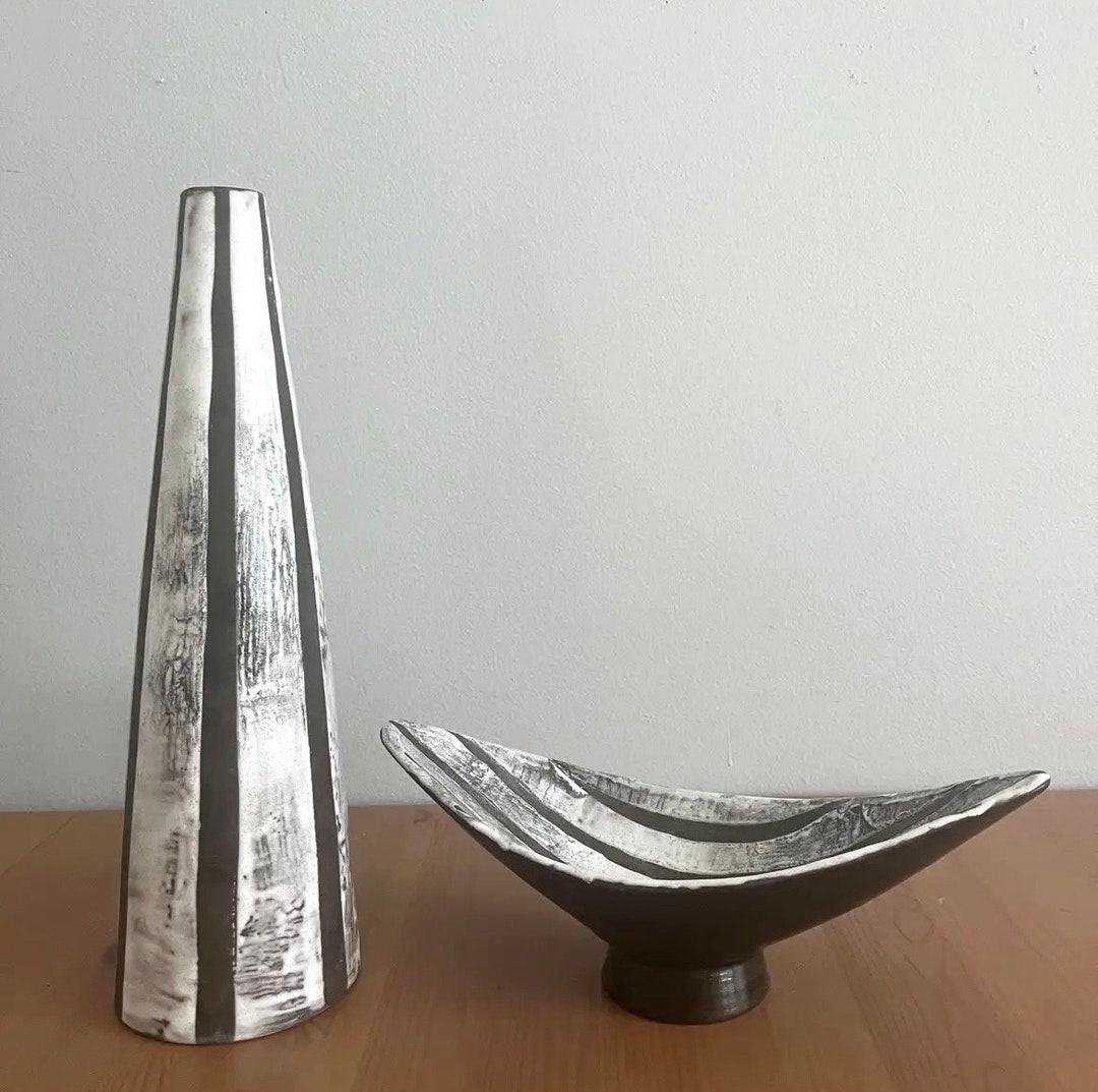 Mid Century Swiss Ceramic Vase and Bowl by Gustav Spörri for Ziegler ...