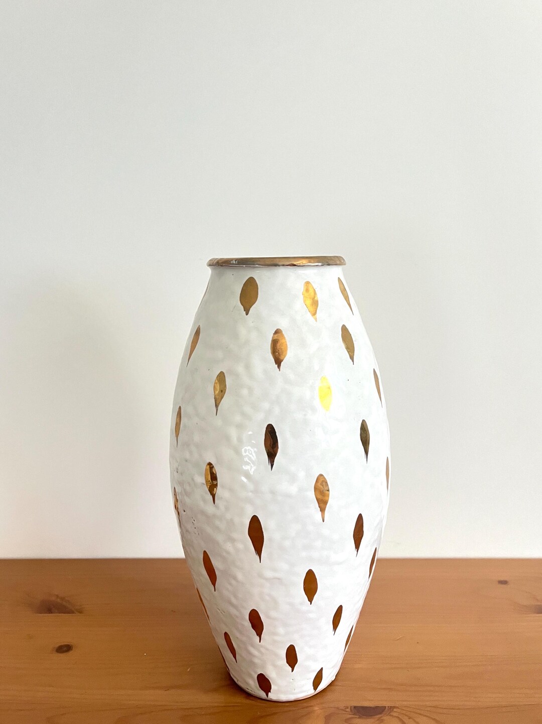 Mid Century Aldo Londi for Bitossi Gold Feather Plume Vase Made in ...