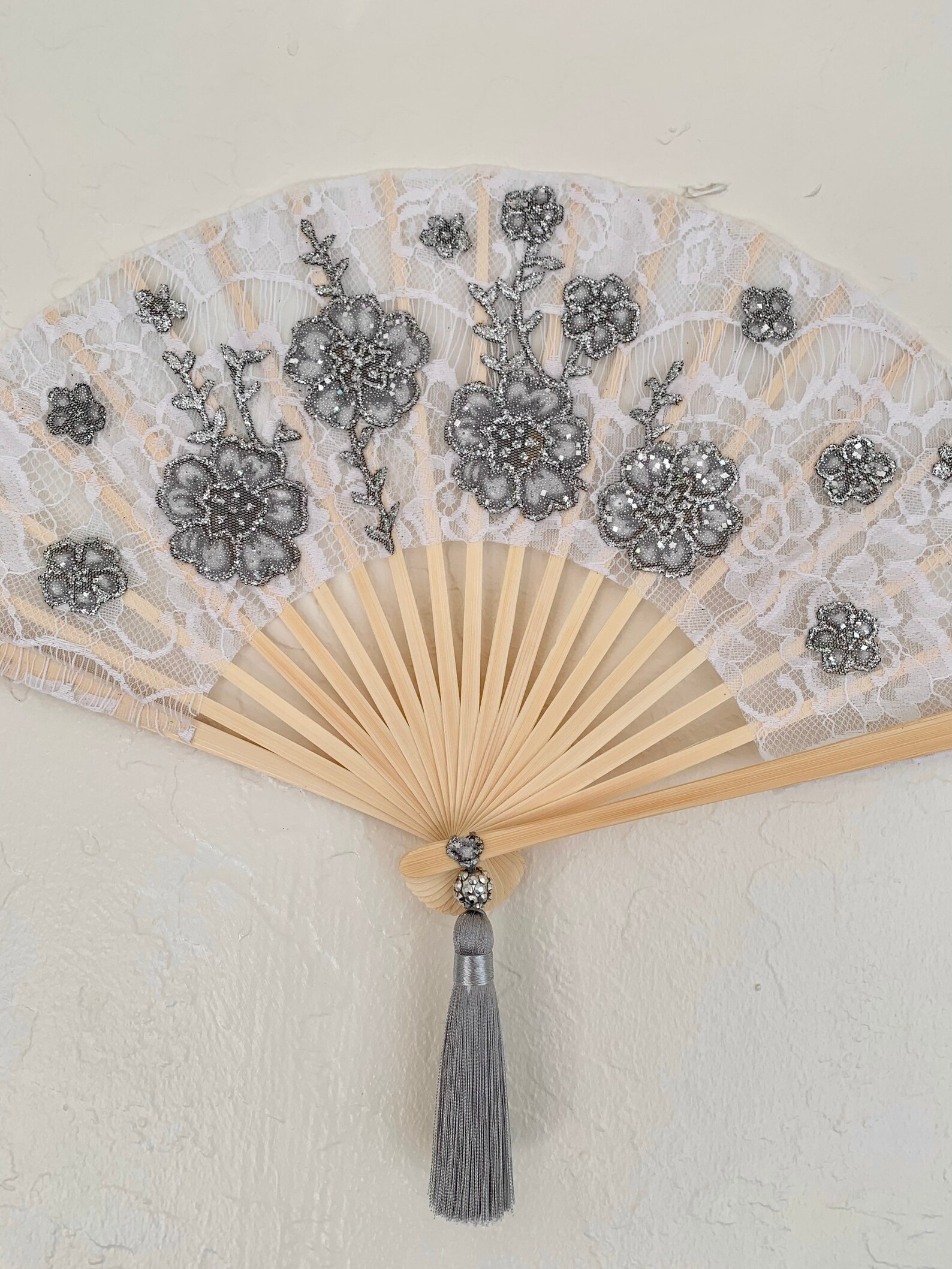 Fan for Wedding Silver and White Hand Fan - Etsy
